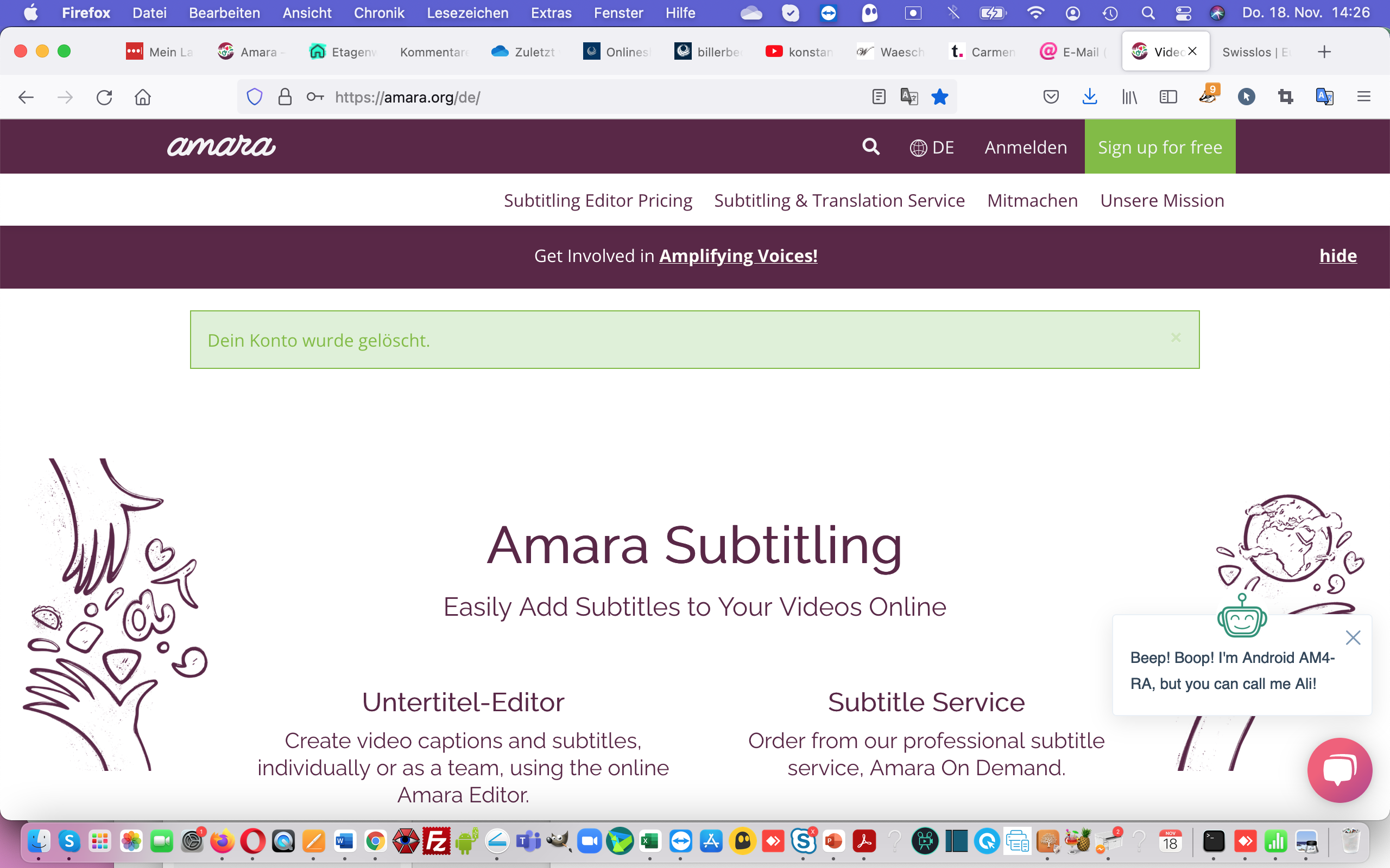 Warnung vor AMARA Subtitling: Amara.org buchte ab trotz Kontolöschung ...